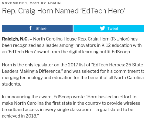 An Open Letter To Rep. Craig Horn About His Claim That “NC students ...