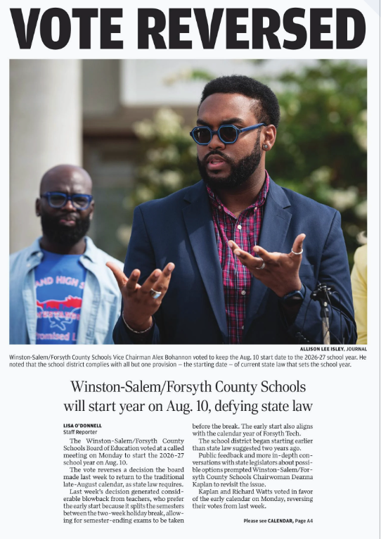 About The WSFCS School Board Reversal On The School Calendar ...